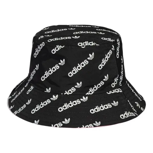 Adidas Bucket Hat With All-over Logo Print - Black/true Pink