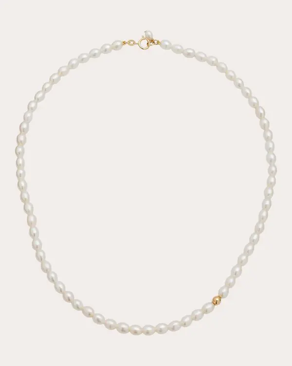 POPPY FINCH Freshwater Pearl & 14k Nugget Necklace - Gold
