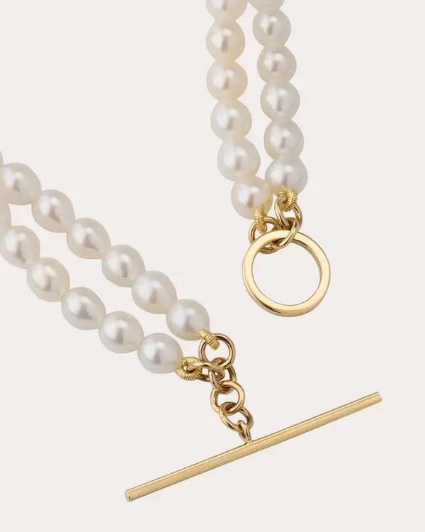 POPPY FINCH Freshwater Pearl Double Strand Necklace In 14k Yellow