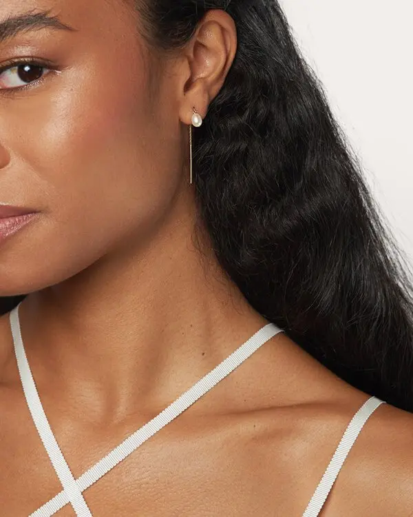 POPPY FINCH Petite Pearl Threader Earrings