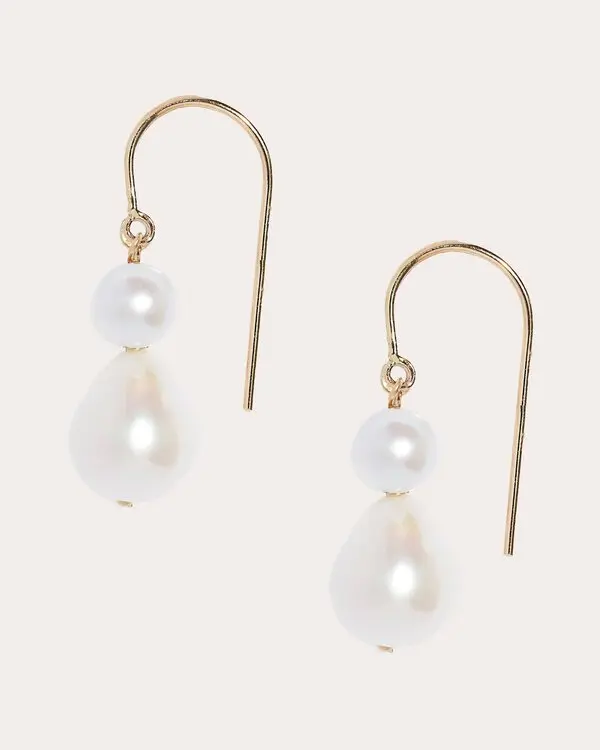 POPPY FINCH Freshwater Pearl Duo Hook Earrings