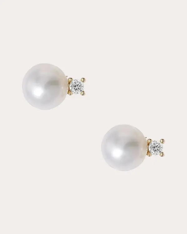POPPY FINCH Diamond & Freshwater Pearl Stud Earrings