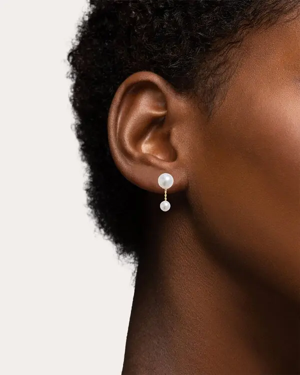 POPPY FINCH Freshwater Pearl Duo Drop Earrings