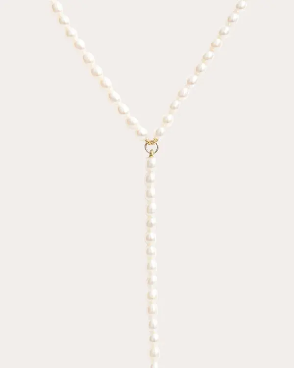 POPPY FINCH Keshi Pearl Lariat Necklace In 14k Yellow