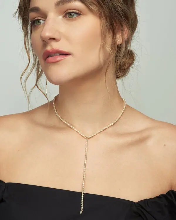 POPPY FINCH Keshi Pearl Lariat Necklace In 14k Yellow