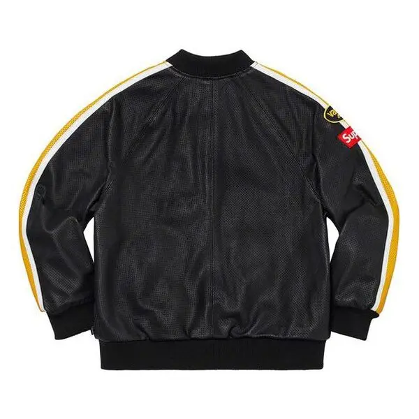 Supreme X Vanson Leathers Perforated Bomber Jacket 'black Yellow
