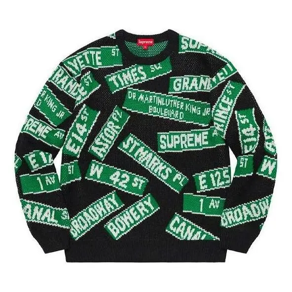 Supreme Street Signs Sweater - Black/green
