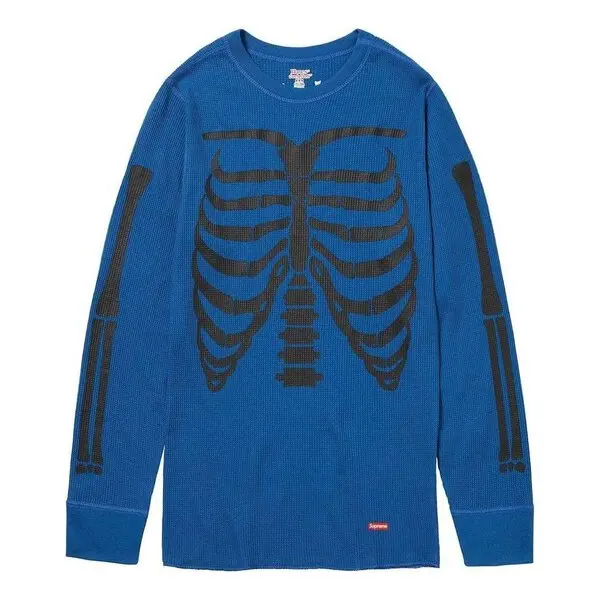 Supreme X Hanes Fw23 Week9 Bones Thermal Crew Long Sleeve Shirt - Blue