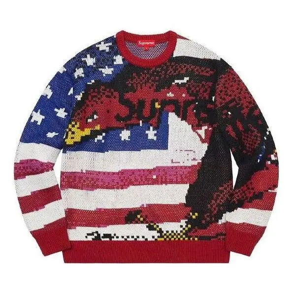 Supreme Digital Flag Sweater 'red White Blue