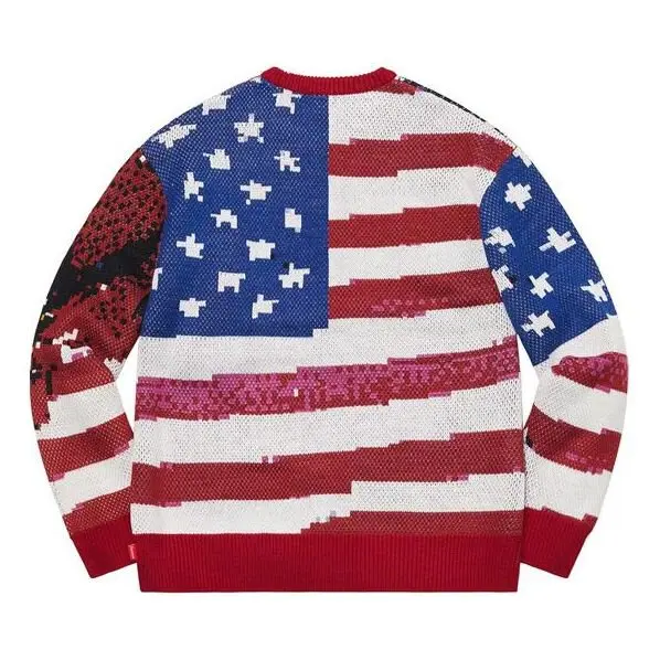 Supreme Digital Flag Sweater 'red White Blue