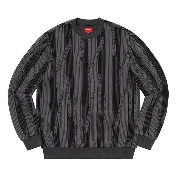 Supreme Textured Stripe Crewneck - Black/grey