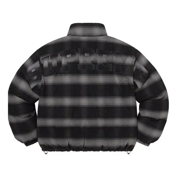 Supreme Flannel Reversible Puffer Jacket 'black Grey