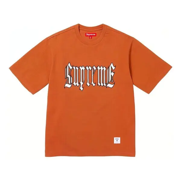 Supreme Old English S/s T-shirt 'orange White - Orange/white