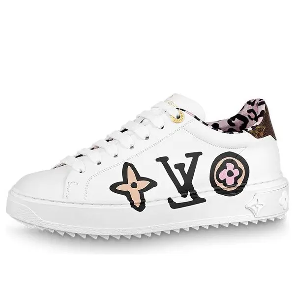 LOUIS VUITTON Time Out Sneakers 'white With Large Side Logo - White/pink/black