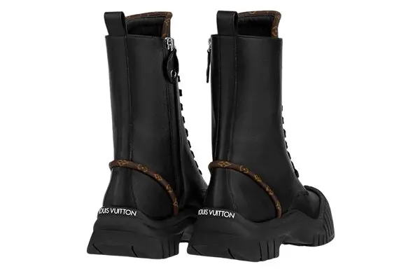 LOUIS VUITTON Circle Ruby Flat Ranger Boots 'black With Brown Monogram
