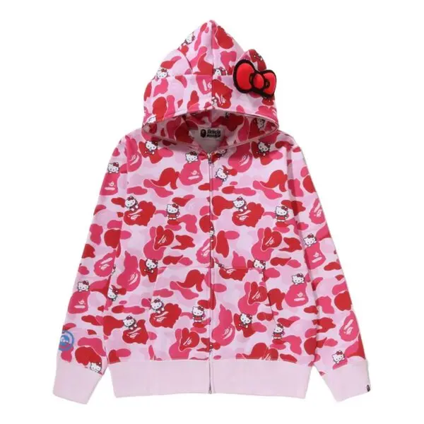 A BATHING APE X Hello Kitty Camouflage Full Zip Hoodie - Pink