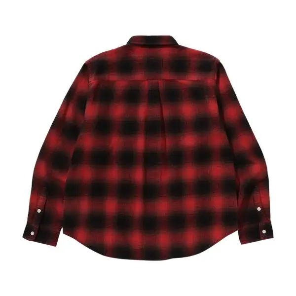 A BATHING APE One Point Ombre Check Relaxed Fit Long-sleeve Shirt 'red - Red/black