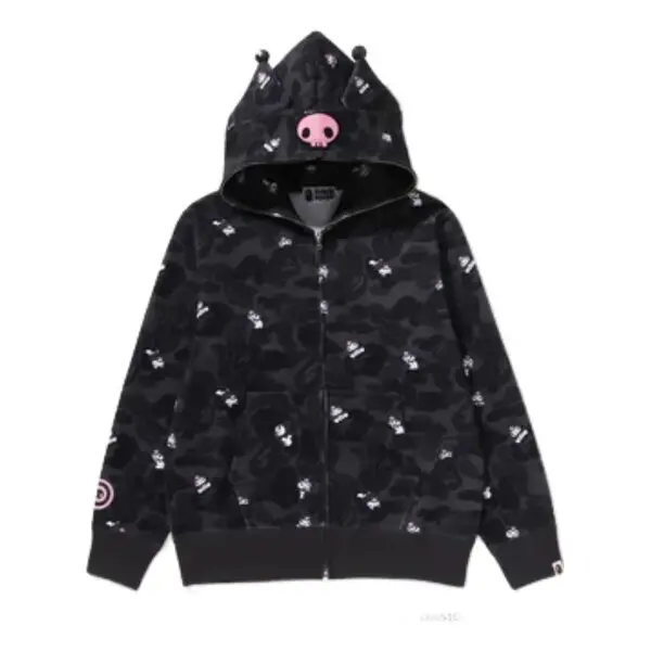 A BATHING APE X Kuromi Camo Full Zip Hoodie - Black
