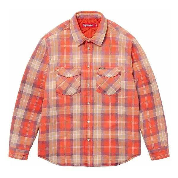 Supreme Quilted Flannel Snap Shirt 'orange Yellow - Orange/yellow