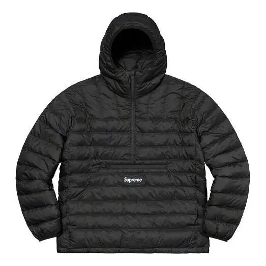 Supreme Micro Half Zip Hooded Pullover - Black/white
