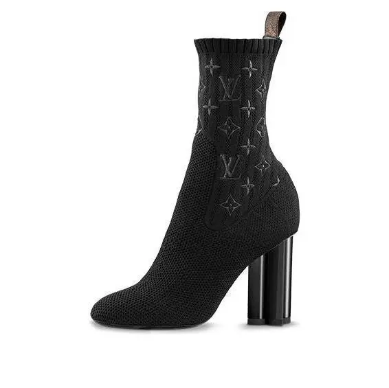 LOUIS VUITTON Silhouette Ankle Boots 'black With Logo Monogram - Black/brown