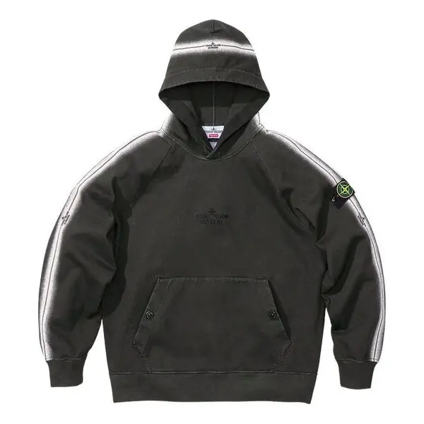 Supreme X Stone Island Stripe Hooded Sweatshirt 'black White - Black/white