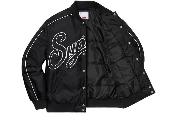 Supreme Contrast Script Varsity Jacket 'black White