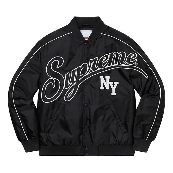 Supreme Contrast Script Varsity Jacket - Black/white