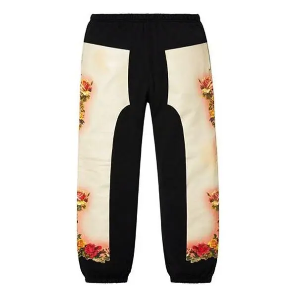 Supreme X Jean Paul Gaultier Floral Print Sweatpants 'white Black Yellow - White/black/yellow