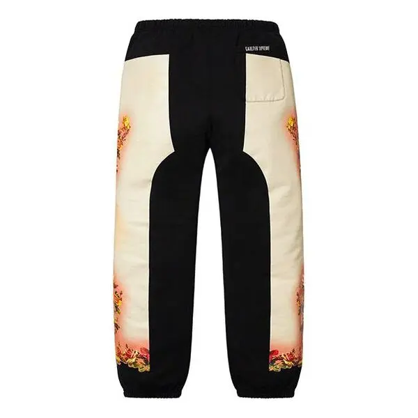 Supreme X Jean Paul Gaultier Floral Print Sweatpants 'white Black Yellow - White/black/yellow