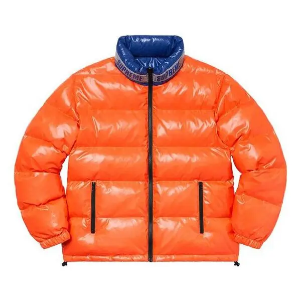 Supreme Shiny Reversible Puffy Jacket 'blue Orange
