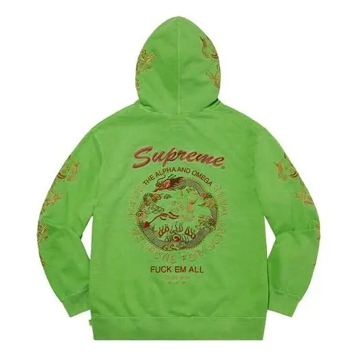 Supreme Dragon Overdyed Hooded Sweatshirt 'green Red