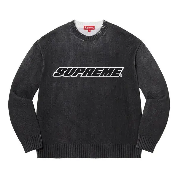 Supreme Printed Washed Sweater - Black