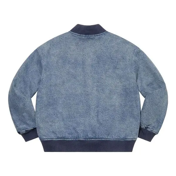 Supreme Washed Denim Varsity Jacket - Teal