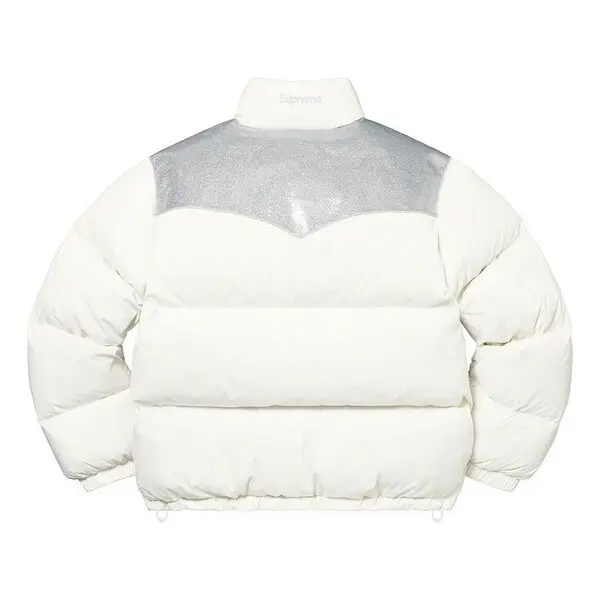 Supreme Glitter Yoke Down Puffer Jacket - White/silver