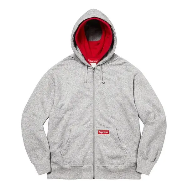 Supreme Double Hood Facemask Zip Up Hooded Sweatshirt - Grey/red