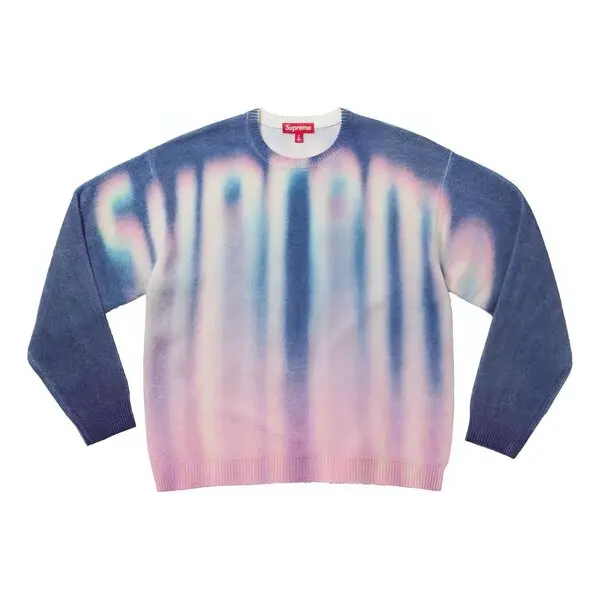 Supreme Blurred Logo Sweater 'blue White Pink