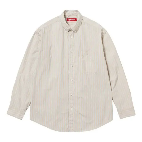 Supreme Fw23 Week5 Loose Fit Stripe Shirt - Beige