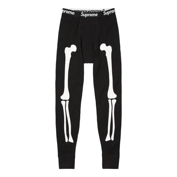 Supreme X Hanes Fw23 Week9 Bones Thermal Crew Pants - Black