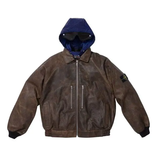 Supreme X Stone Island Fw23 Week10 Leather Bomber Jacket