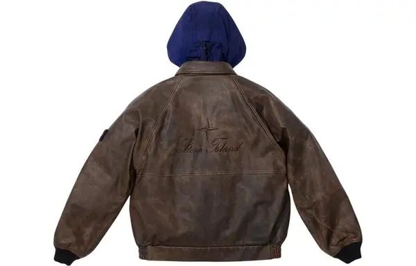 Supreme X Stone Island Fw23 Week10 Leather Bomber Jacket