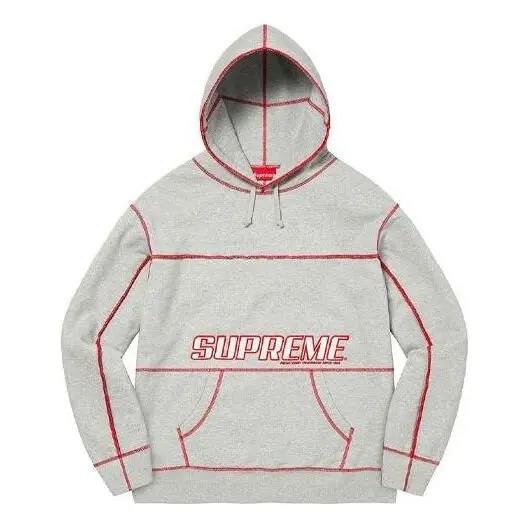 Supreme Coverstitch Hooded Sweatshirt - Grey/red
