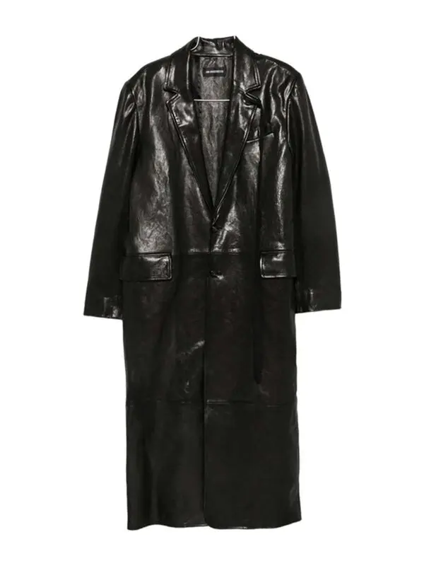 ANN DEMEULEMEESTER Buttoned Leather Coat - Black