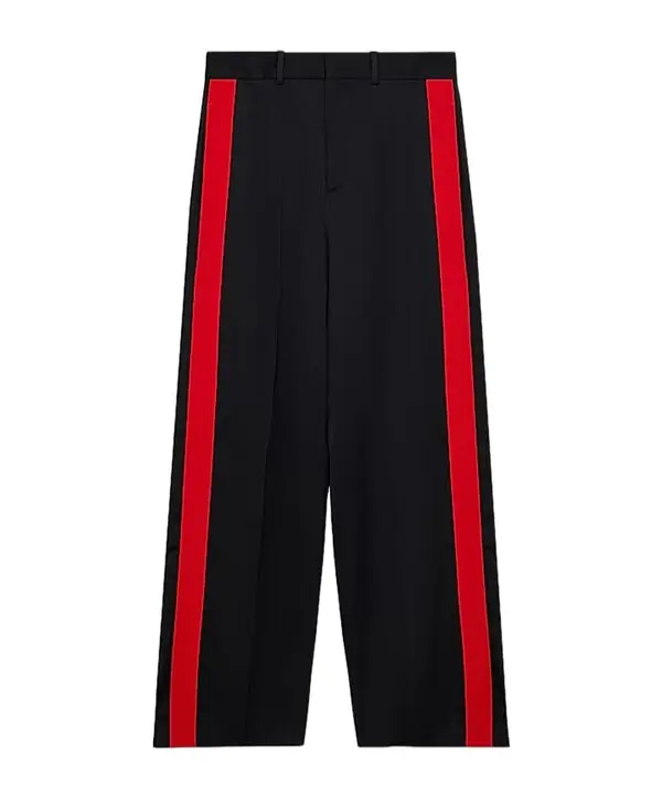 Loewe Tailored Wide-leg Trousers With Contrast Stripe Detail - Black/red