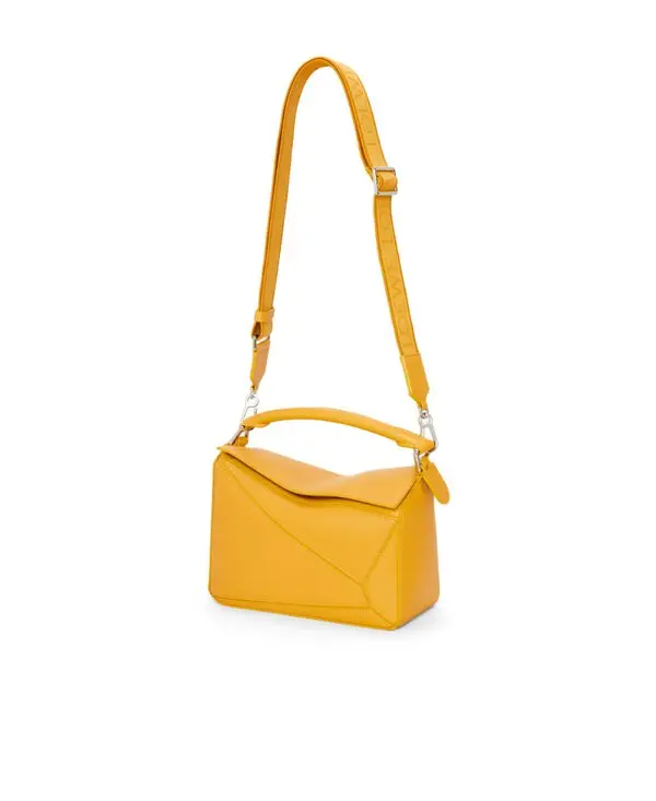 Loewe Small Puzzle Bag In Satin Calfskin - Yellow