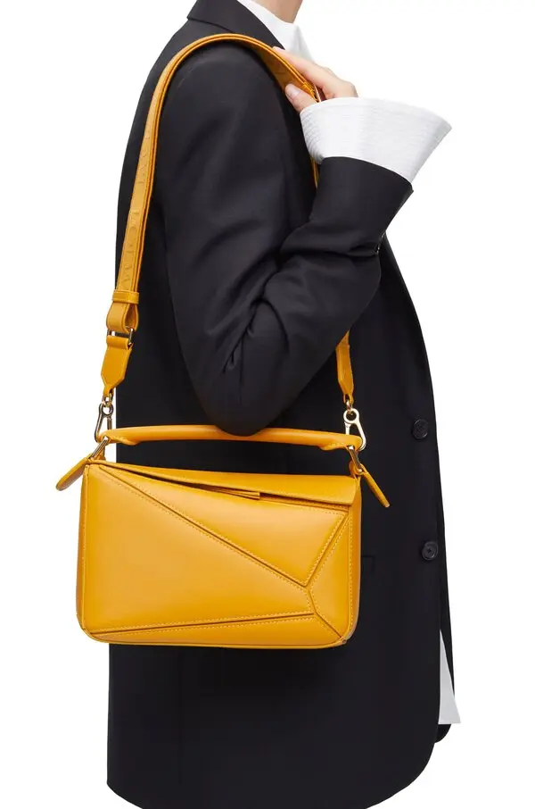 Loewe Small Puzzle Bag In Satin Calfskin - Yellow
