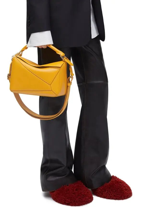 Loewe Small Puzzle Bag In Satin Calfskin - Yellow