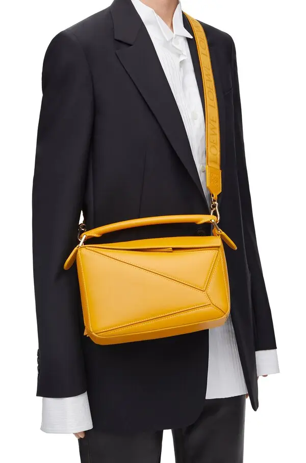 Loewe Small Puzzle Bag In Satin Calfskin - Yellow
