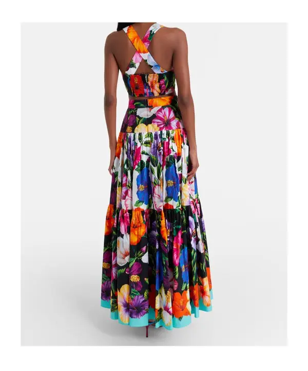 Dolce & Gabbana Floral Tiered Cotton Maxi Skirt