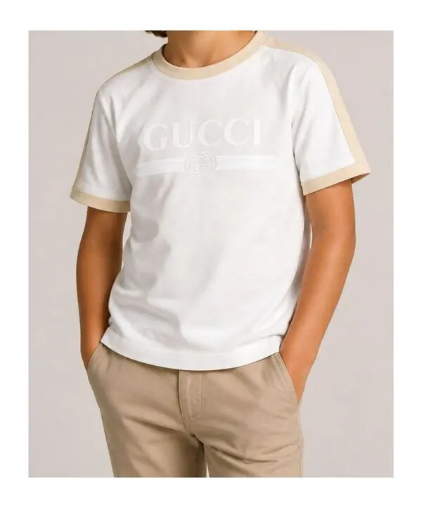 Gucci Logo Embossed Raglan Sleeve T-shirt - White